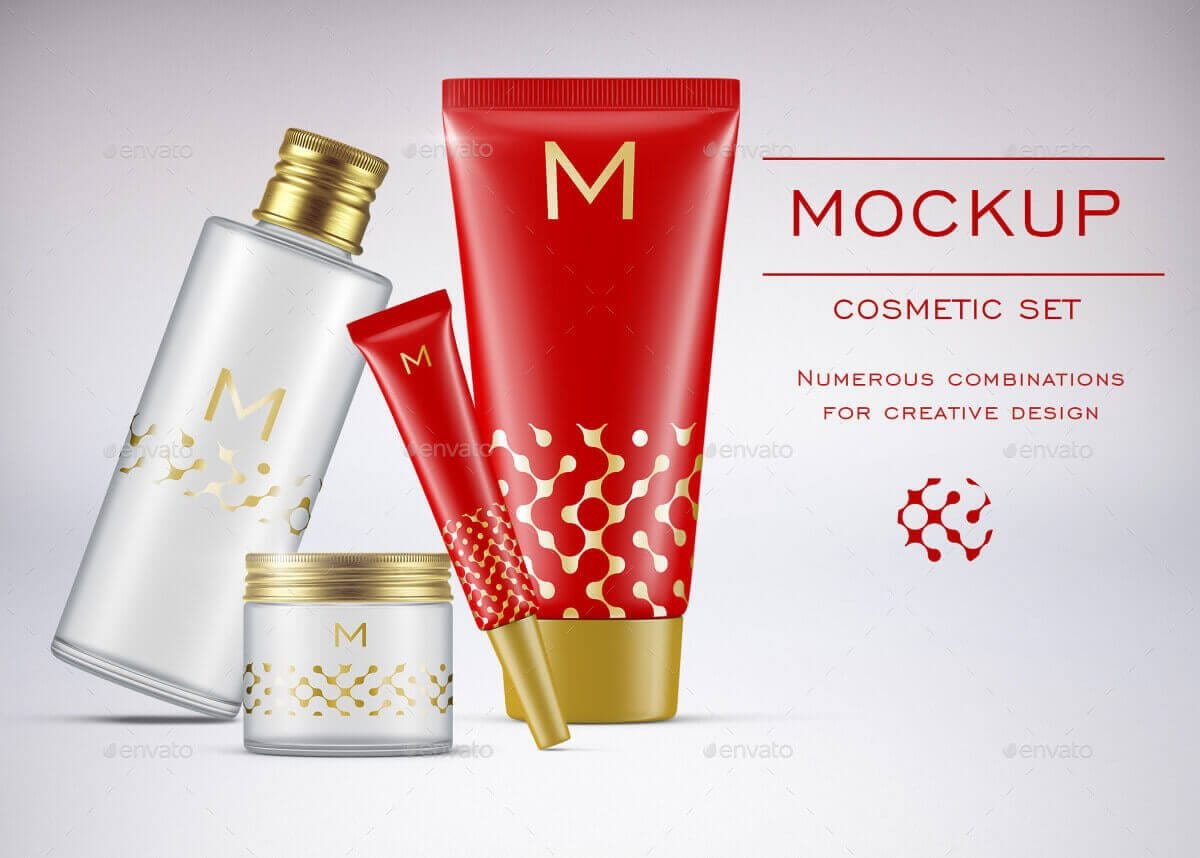 Photorealistic Cosmetic Set Mockup - mockupden.com