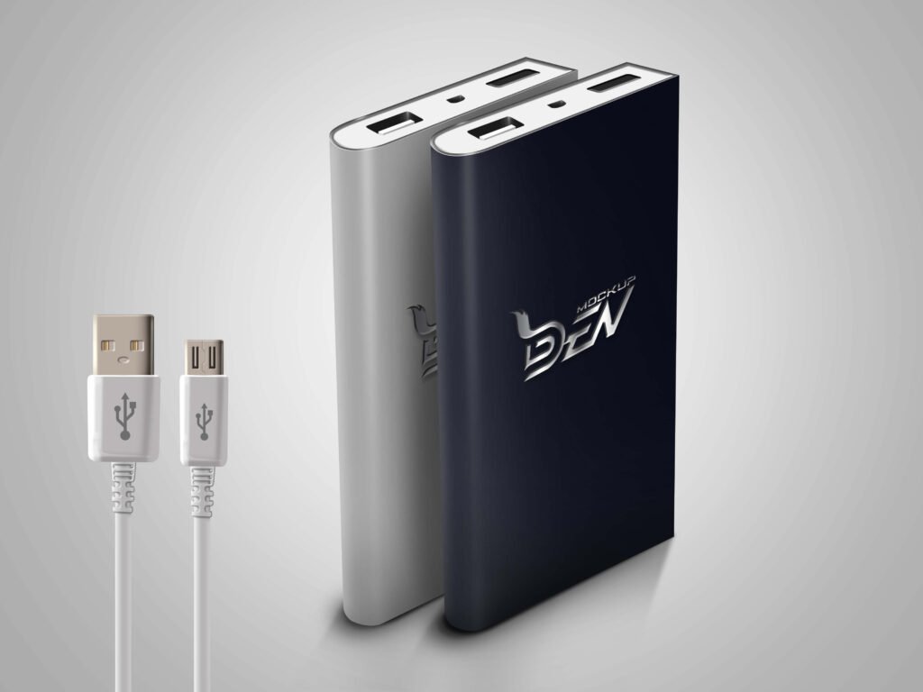 Free Bi-Color Power Bank Mockup | PSD Design Template