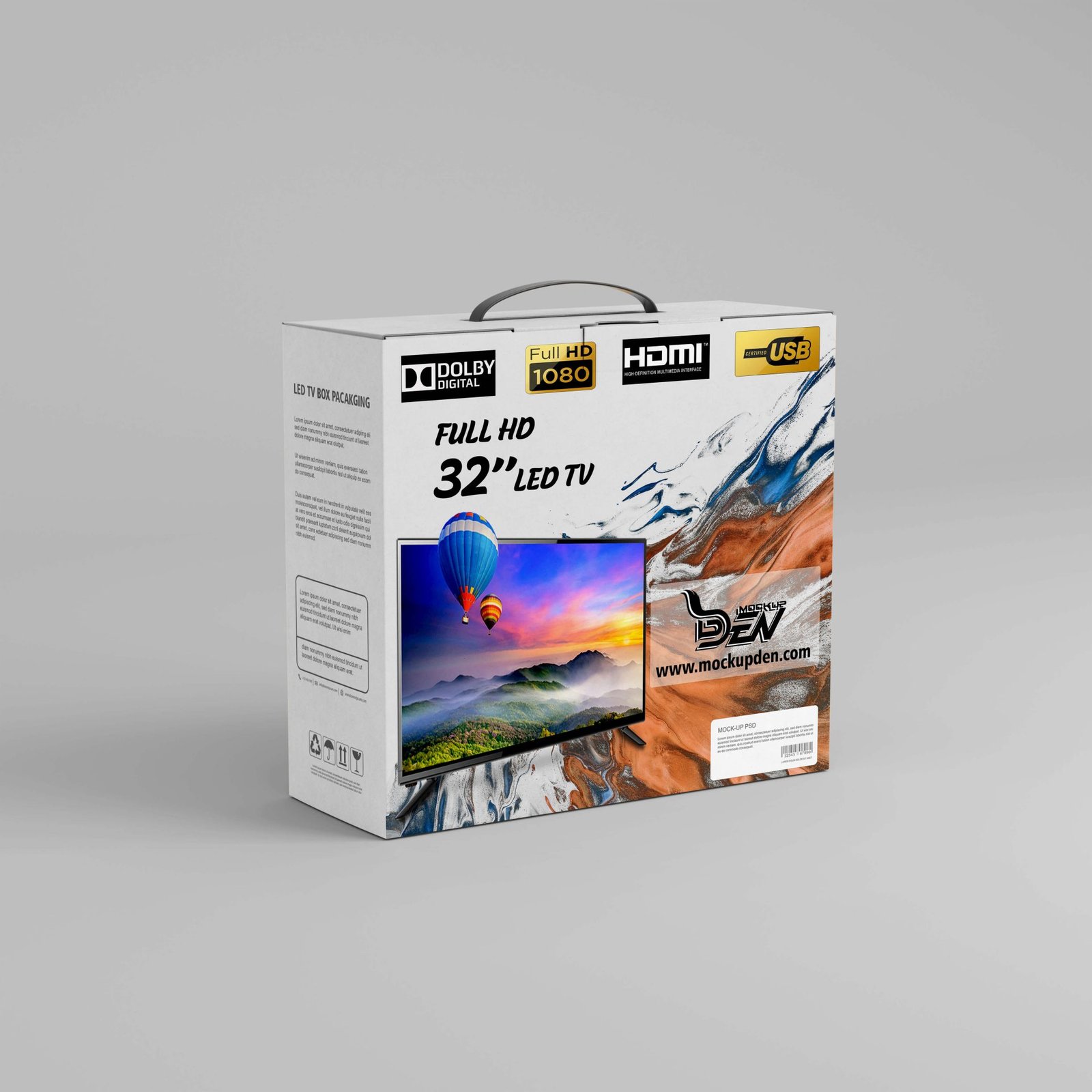 Free Photorealistic TV Box Scene Mockup | Mockupden