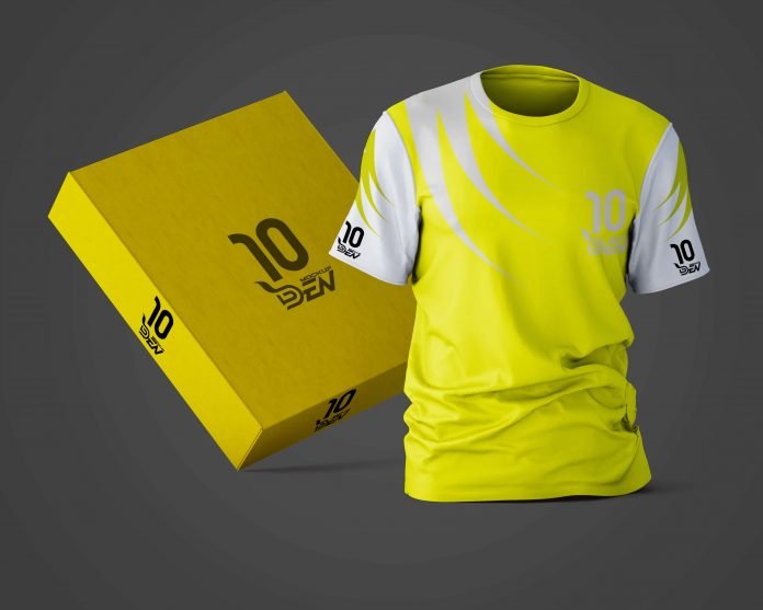 Free Neon Color Stripes Printed Jersey Mockup | Mockupden