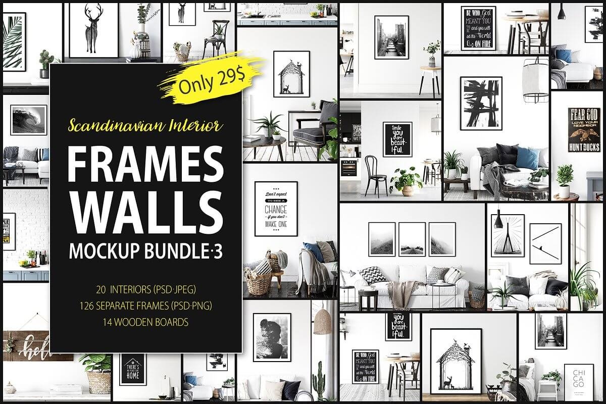 25+ Artistic Free Wall Frame Mockup for Beautiful Home Decoration