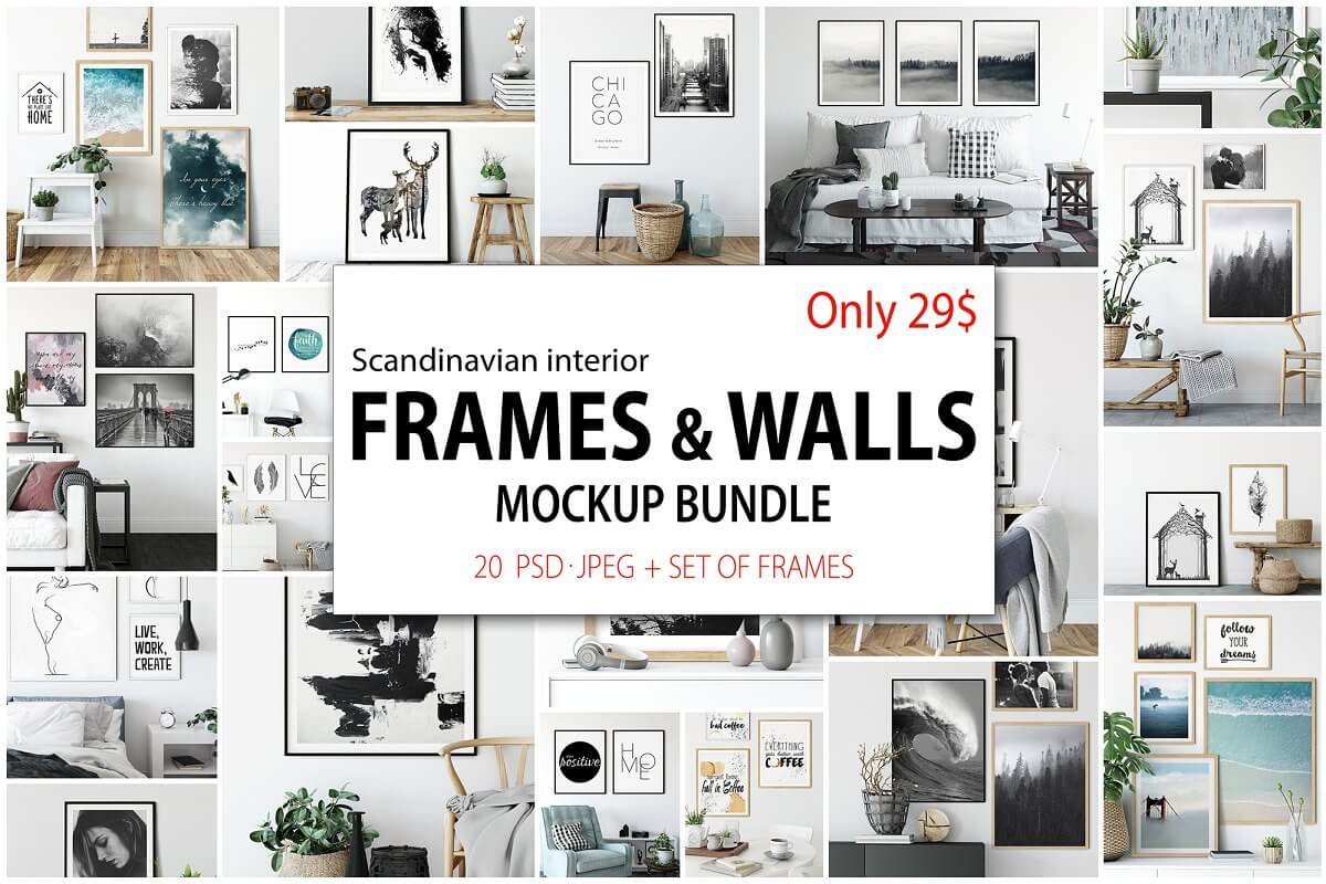 25+ Artistic Free Wall Frame Mockup for Beautiful Home Decoration