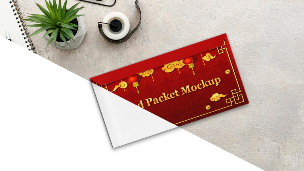Free Red Packet Mockup PSD Template || Mockupden Exclusive