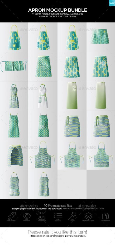 40+ Free Apron Mockup | White, Person Wearing, Waist Apron