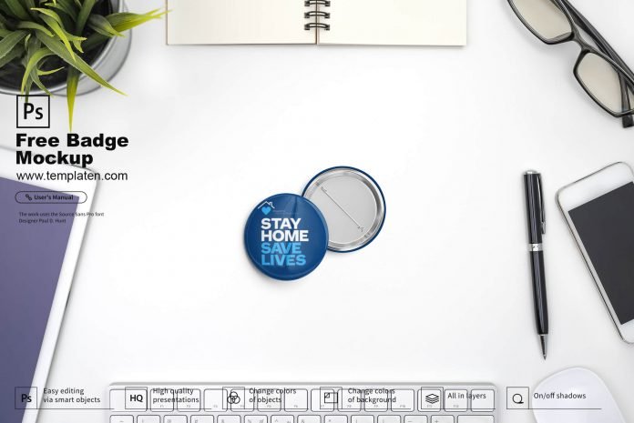 Free Simple Badge Mockup PSD Template - Mockup De