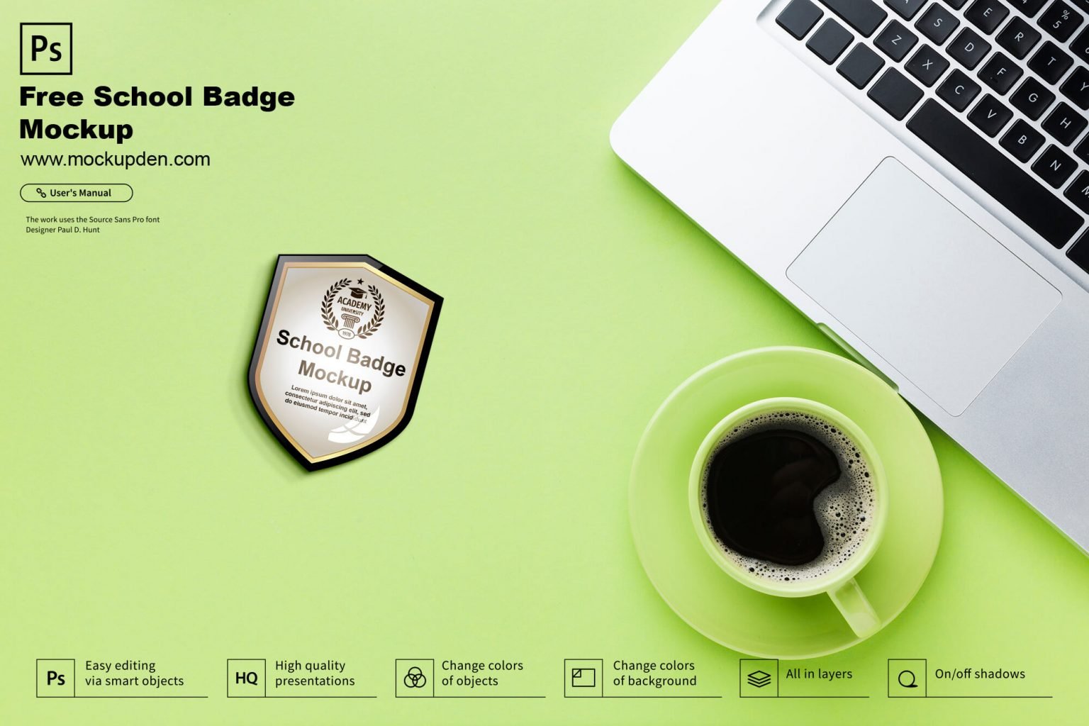 Free School Badge Mockup PSD Template - Mockup Den