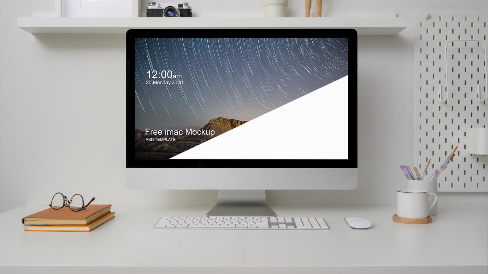 Free iMac On a Study Table Mockup PSD Template | Mockup Den