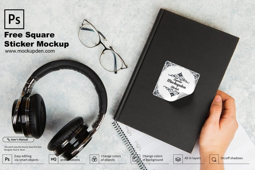 Free Square Sticker Mockup PSD Template | Mockup Den