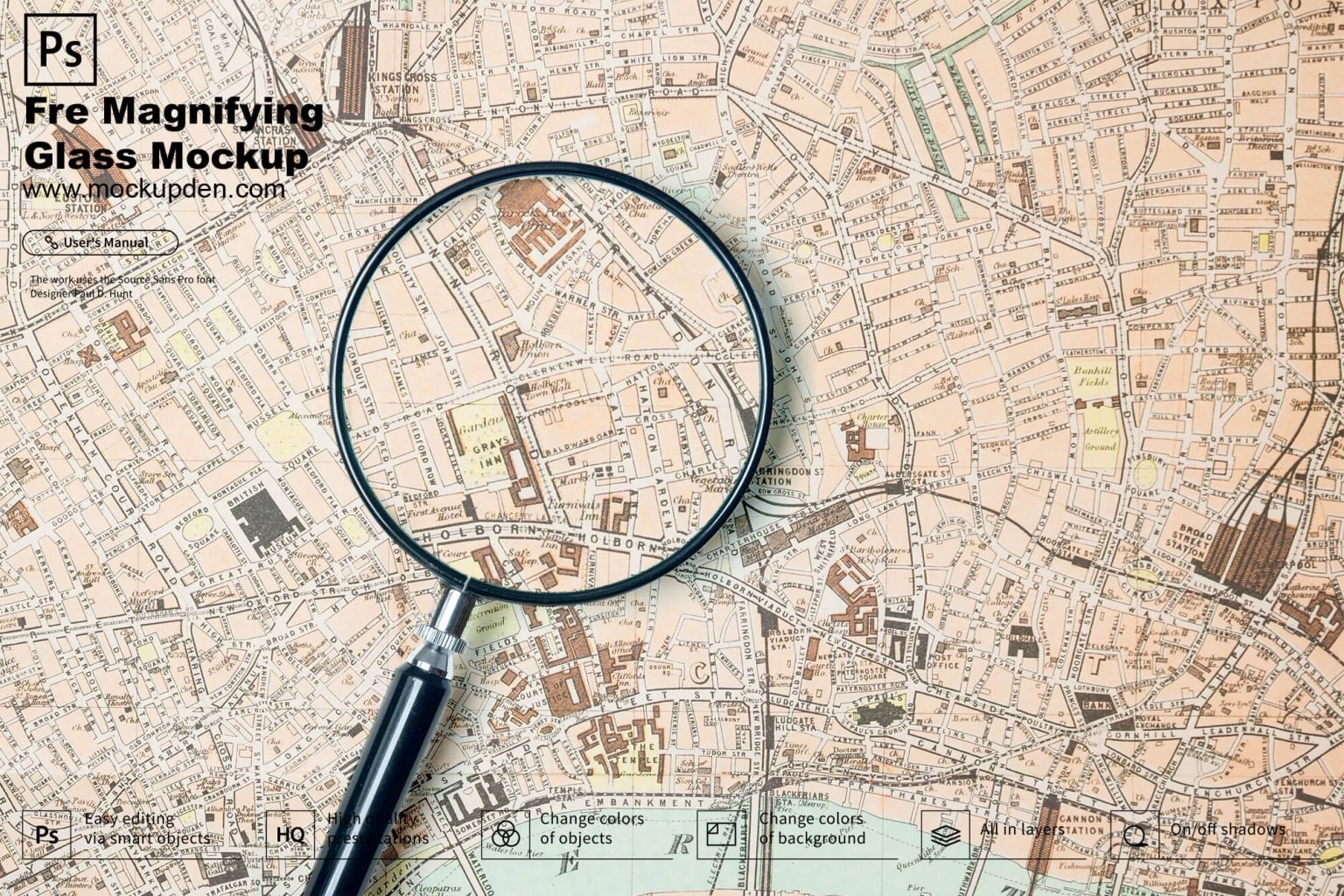 Free Magnifying Glass Mockup PSD Template | Mockup Den