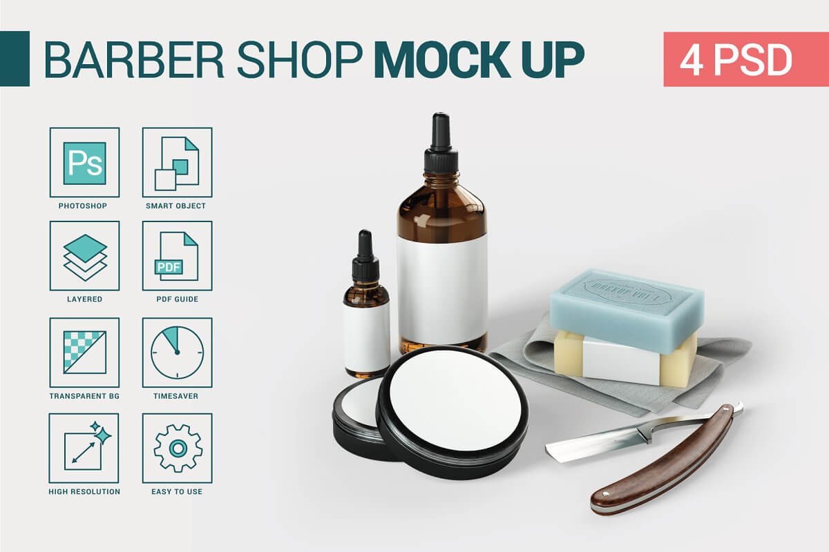 17+ Free Creative Barber Shop Mockup PSD Templates
