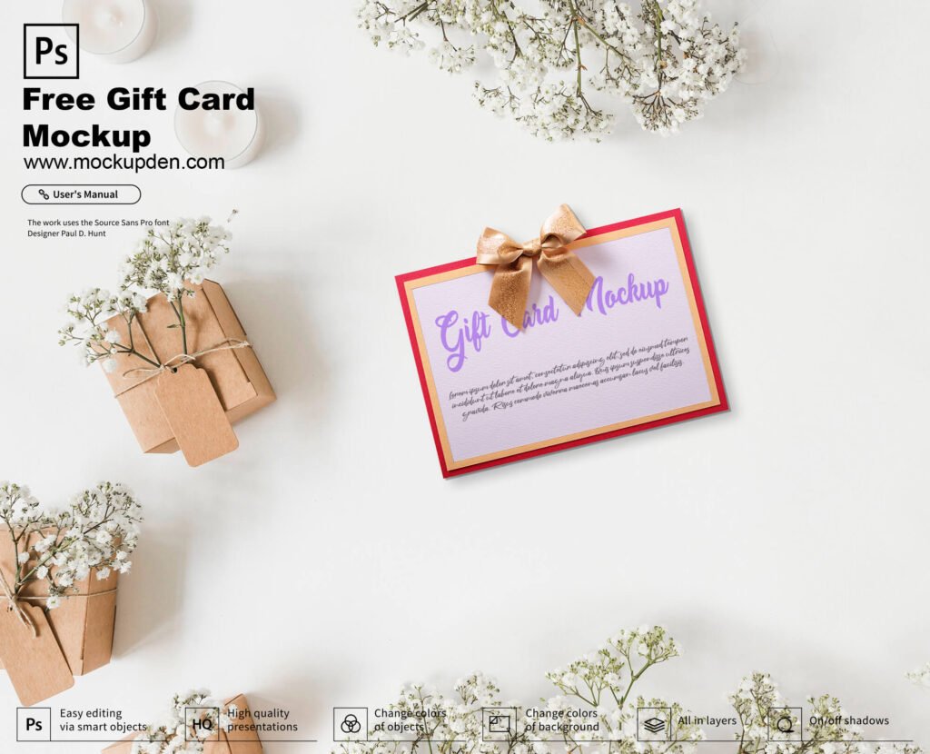 Free Gift Card Mockup PSD Template - Mockup Den