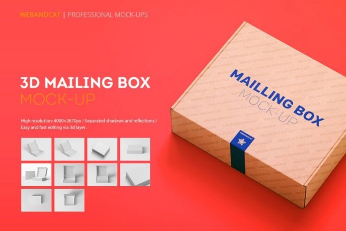 20+ Creative Free Mailing Box Mockup PSD Templates