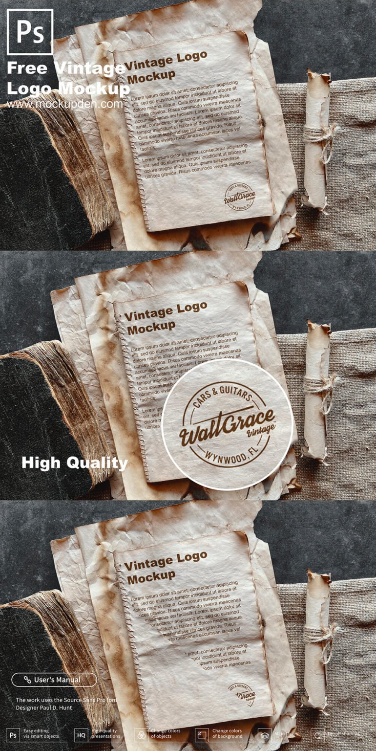 Free Vintage Logo Mockup PSD Template | Mockup Den