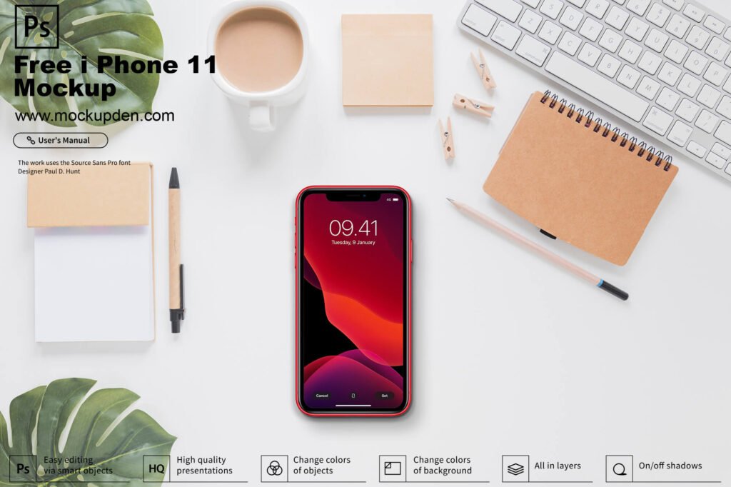 Free iphone 11 Mockup PSD Template - Mockup Den