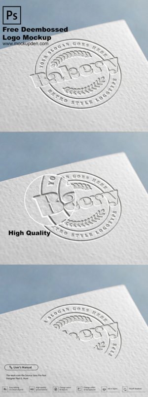 Free Embossed Logo Mockup PSD Template - Mockup Den