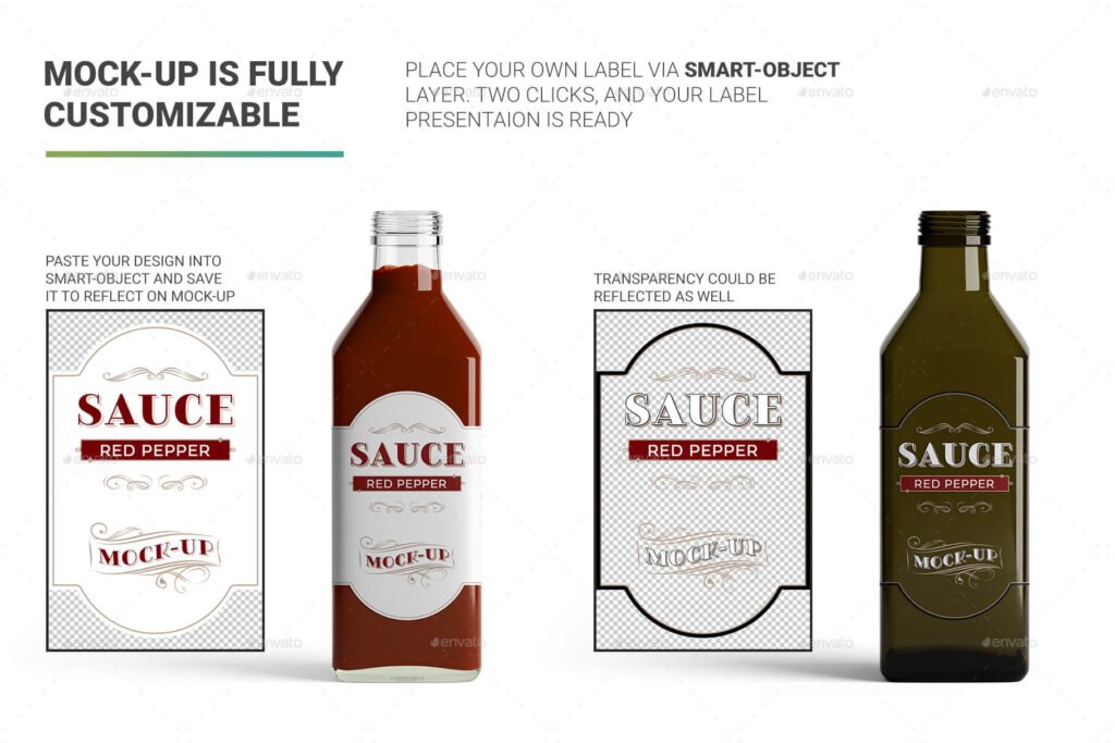 40+Free Sauce Bottle Mockup | RED, Hot, BBQ Chilli Sauce PSD