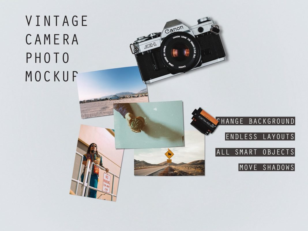 40+ Most Creative Free Camera Mockup PSD, Vector Templates