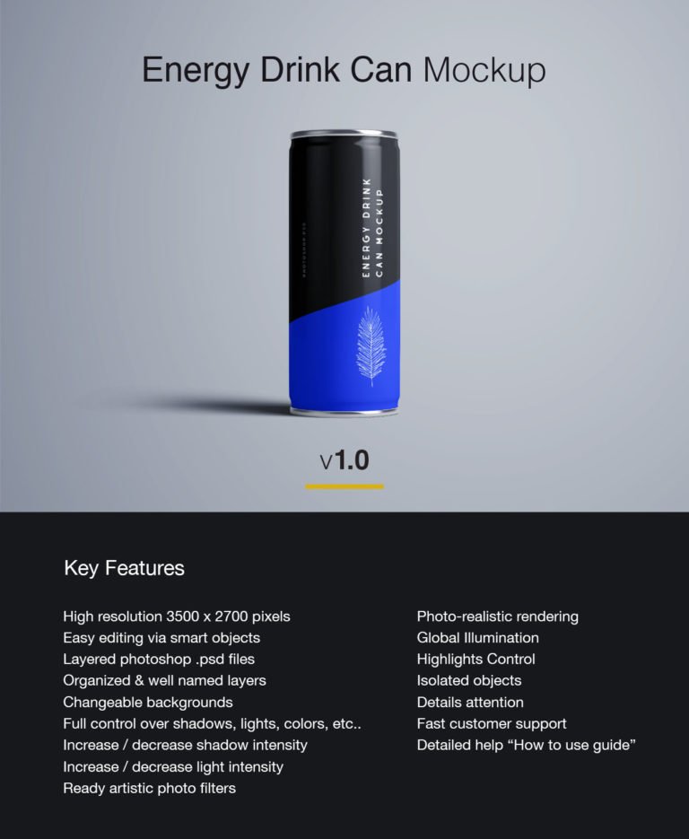 24+ Best Free Energy Drink Mockup PSD & Vector templates