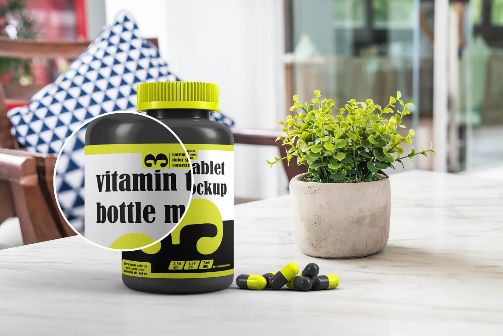 Free Vitamin Tablet Bottle Mockup PSD Template | Mockup Den