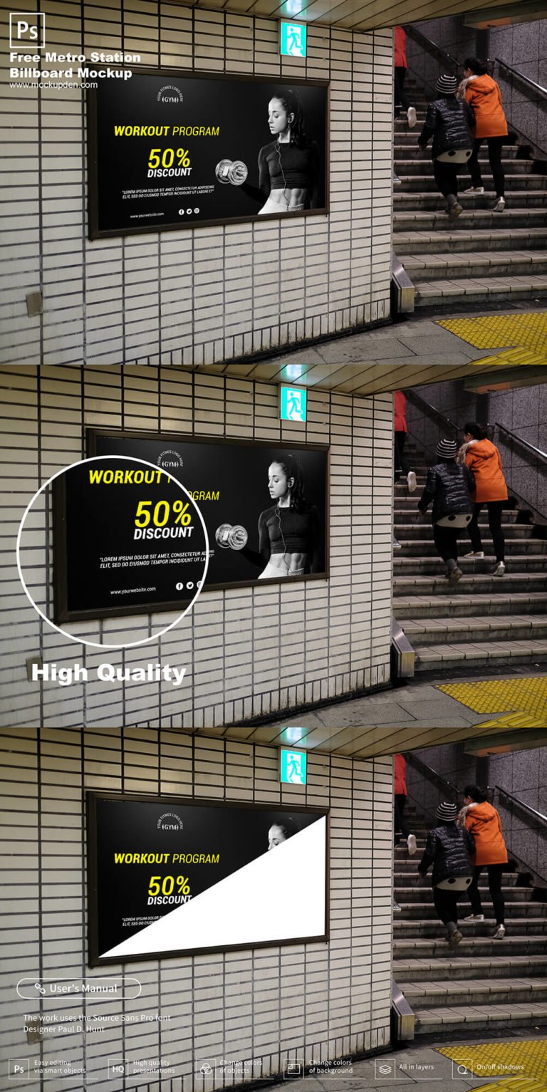 Free Metro Station Billboard Mockup PSD Template - Mockupden