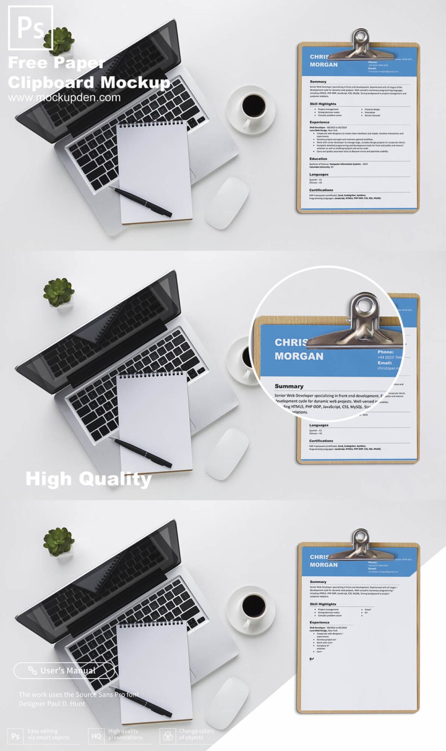 Free Paper Clip Board Mockup PSD Template - Mockup Den