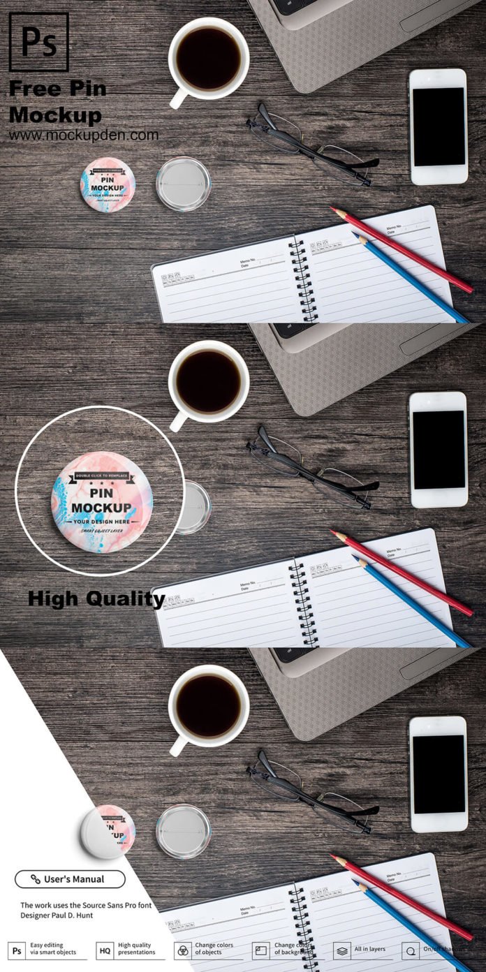 Free Pin Mockup PSD Template - Mockup Den