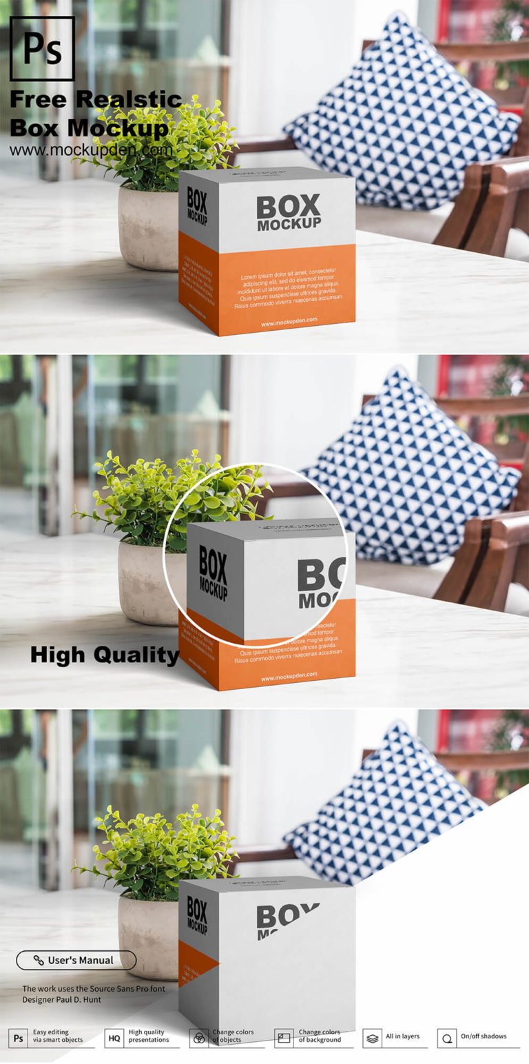 28 +Free Small Box Mockup PSD Template for Packaging