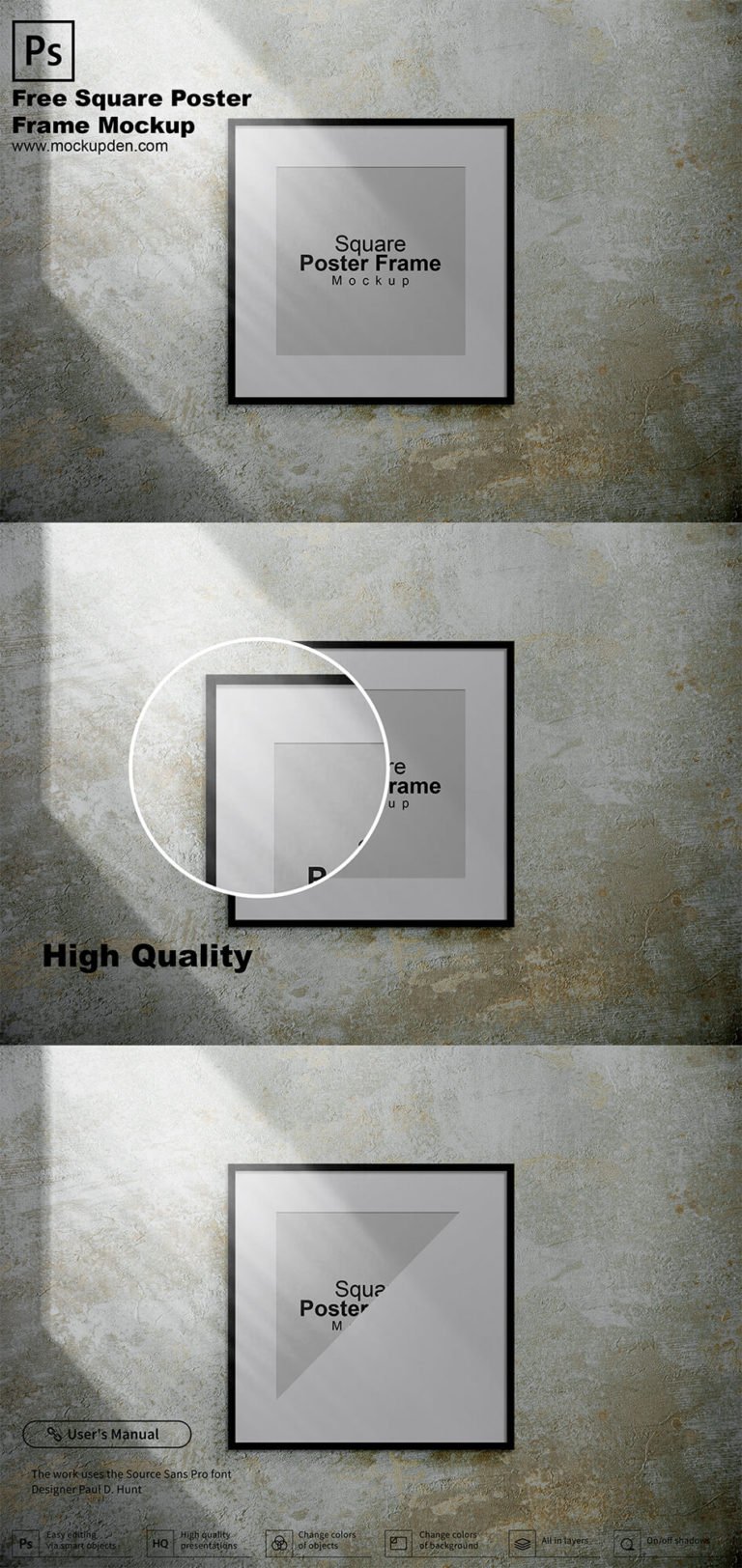 Free Square Poster Frame Mockup PSD Template - Mockupden