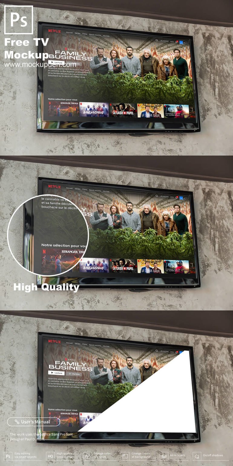 Free LED TV Mockup PSD Template - Mockup Den