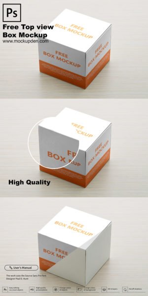 Free Top View Box Mockup PSD Template - Mockup Den