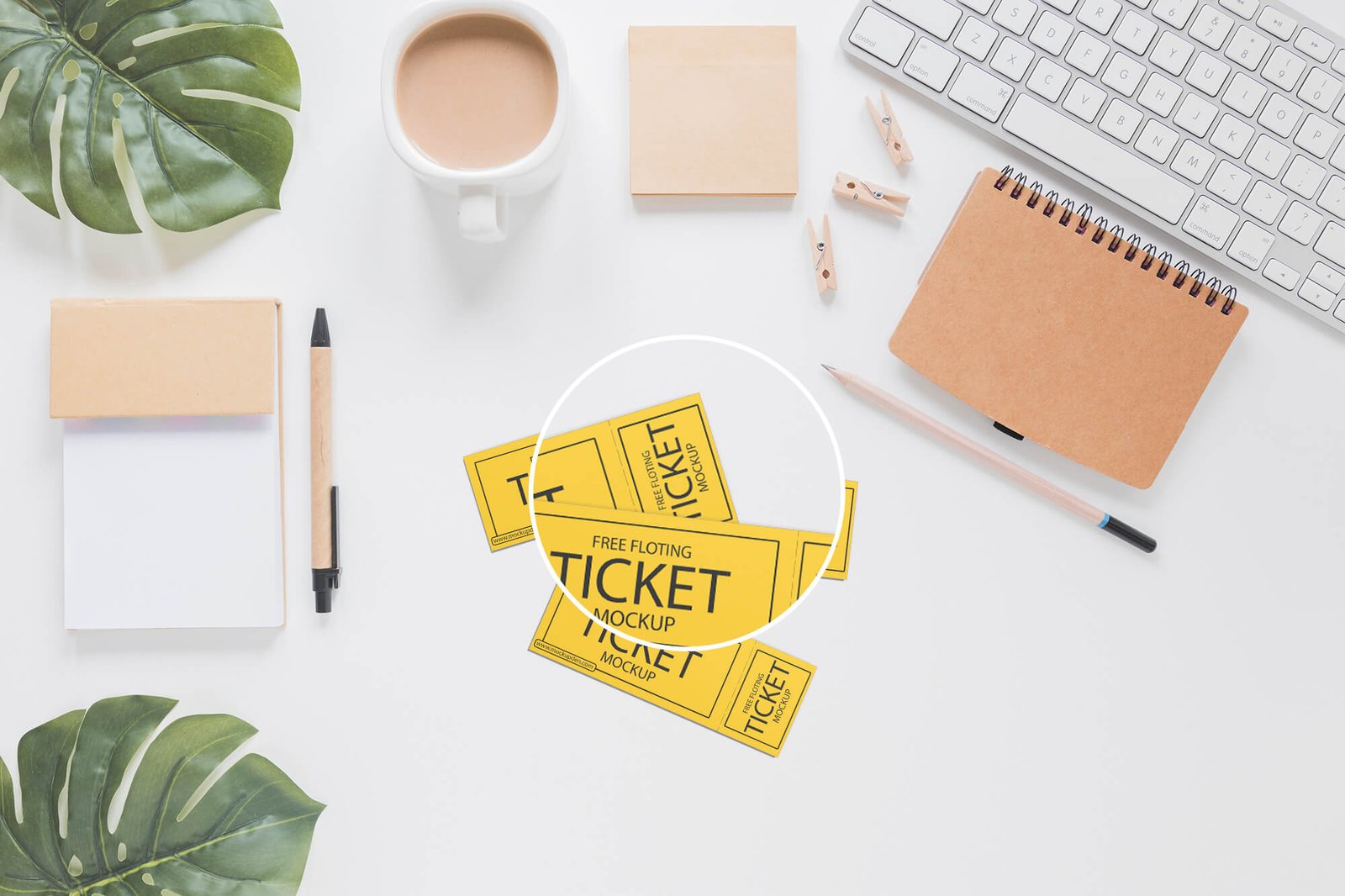 Free Top View Ticket Mockup PSD Template - Mockup Den