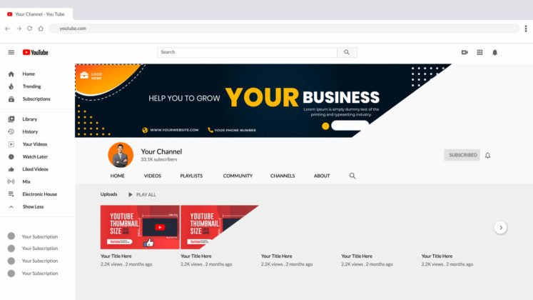 Free Youtube Channel Mockup PSD Template - Mockup Den