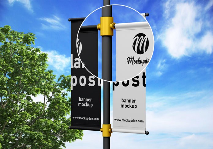 Free Lamp Post Banner Mockup PSD Template - Mockup Den