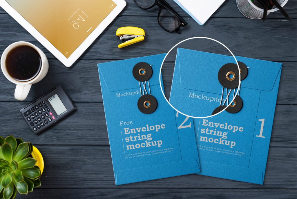 Free String Envelope Mockup PSD Template - Mockup Den