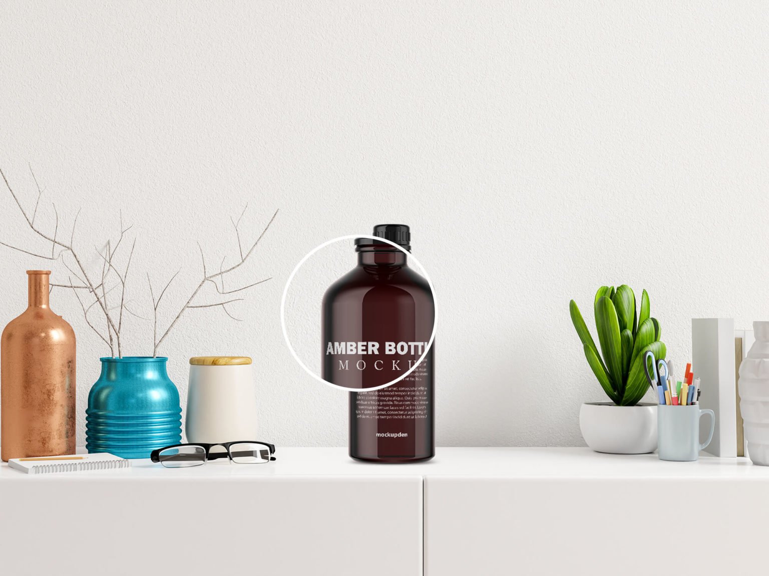 Free Amber Bottle Mockup PSD Template - Mockup Den