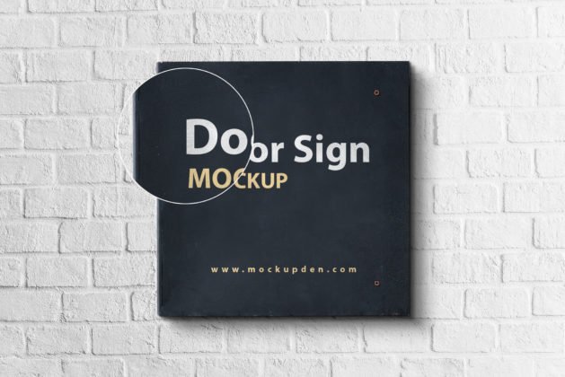 Free Door Sign Mockup PSD Template - Mockup Den