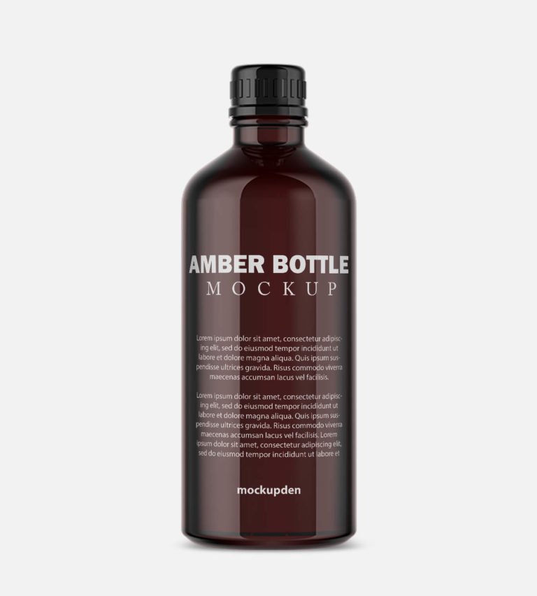 Free Amber Bottle Mockup PSD Template - Mockup Den