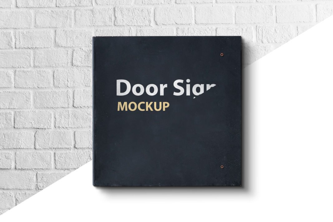 Free Door Sign Mockup PSD Template - Mockup Den