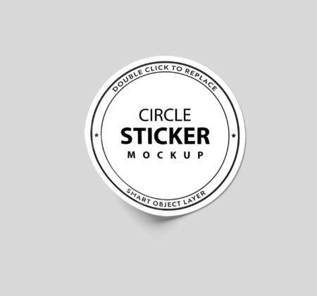 Free Circle Sticker Mockup PSD Template - Mockup Den
