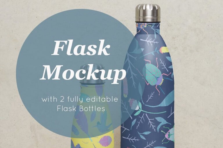 14+ Cool Flask Mockup PSD Templates | FREE Editables