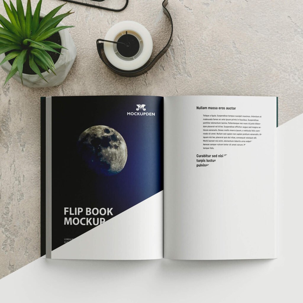 Free Flip Book Mockup PSD Template - Mockup Den