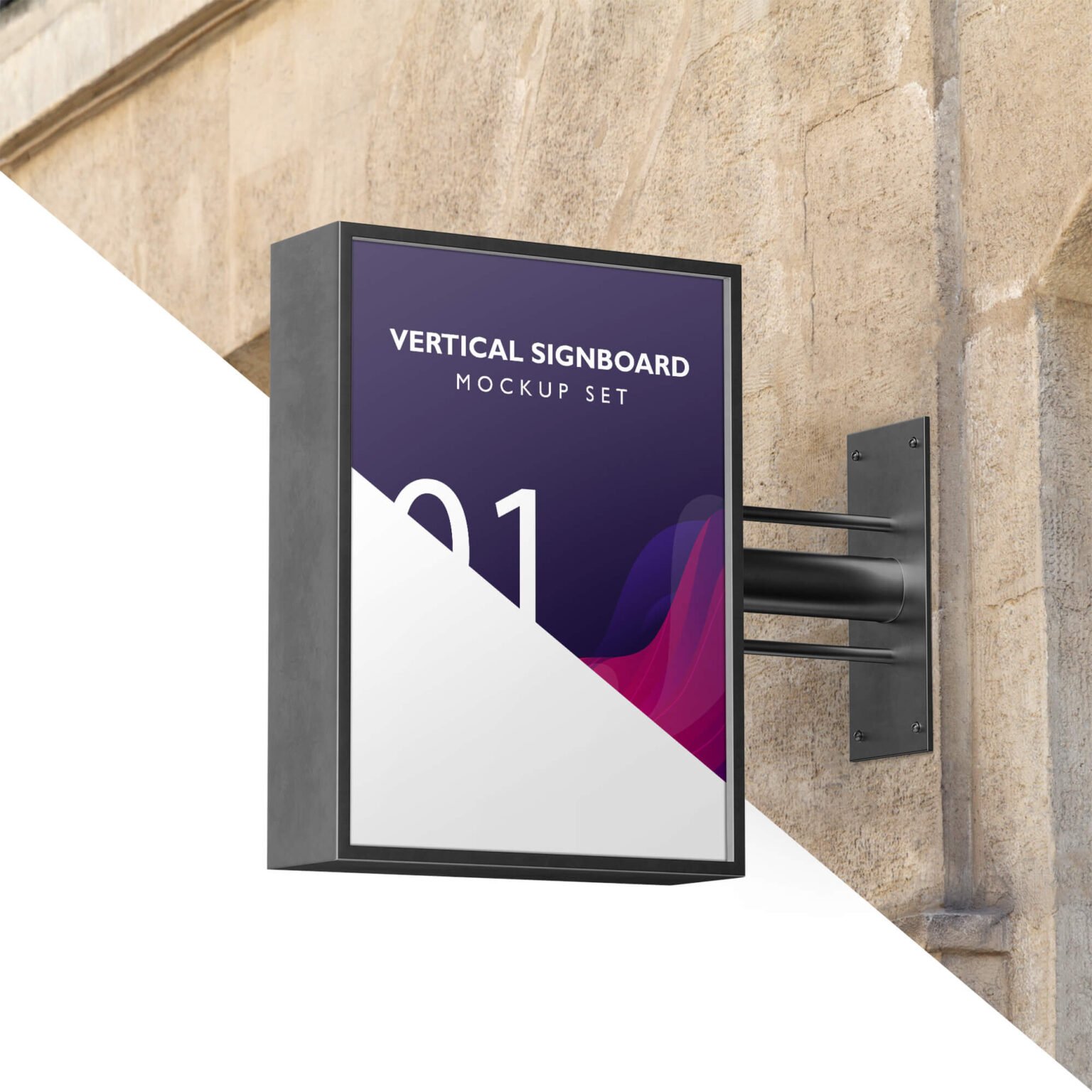 Free Vertical Signboard Mockup Set PSD Template - Mockup Den