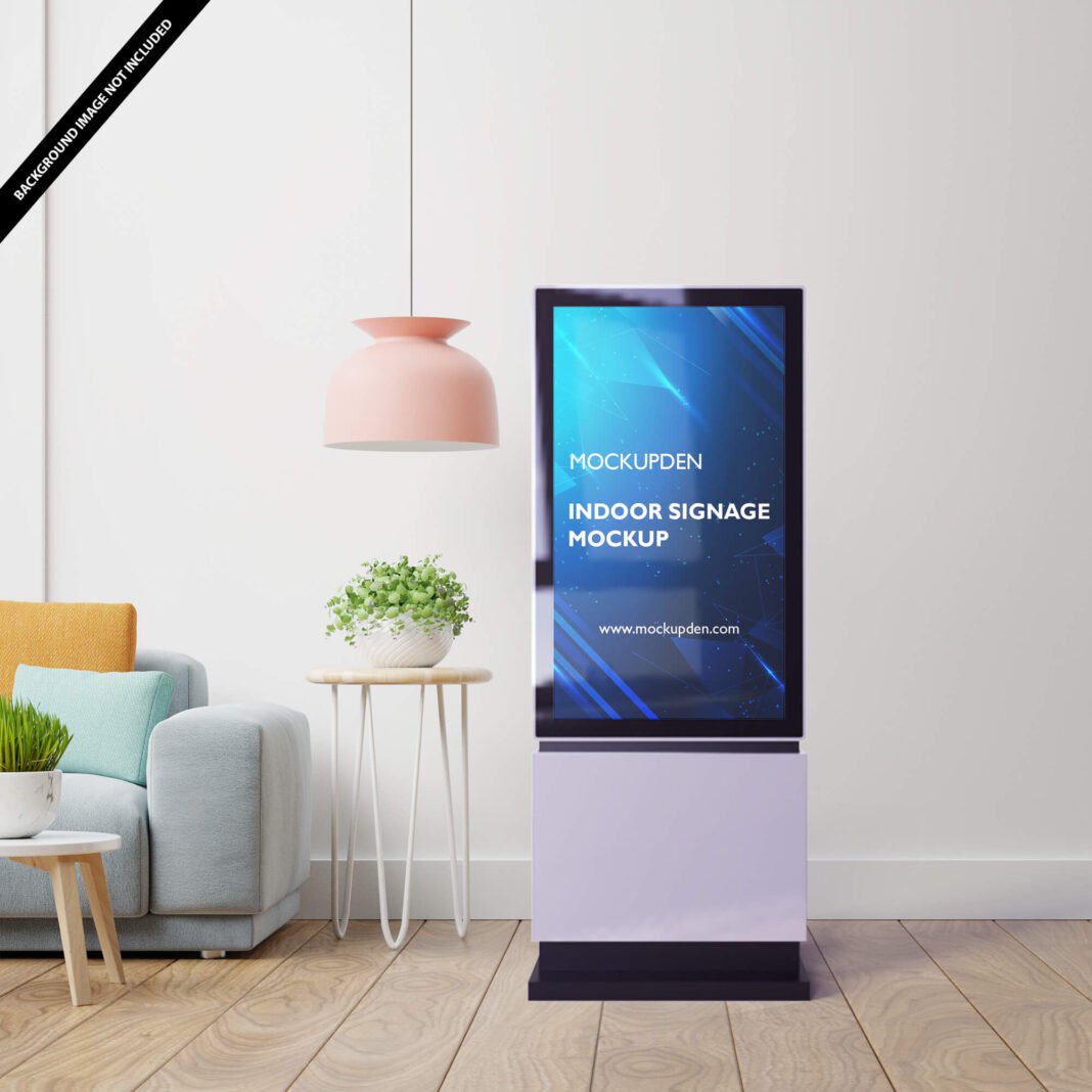 Free Indoor Signage Mockup PSD Template - Mockup Den