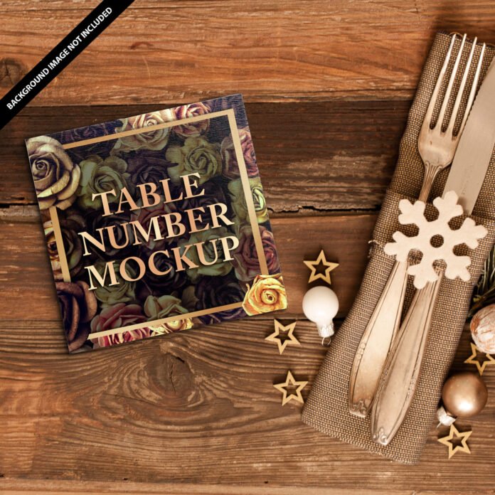 Free Table Number Mockup PSD Template - Mockup Den