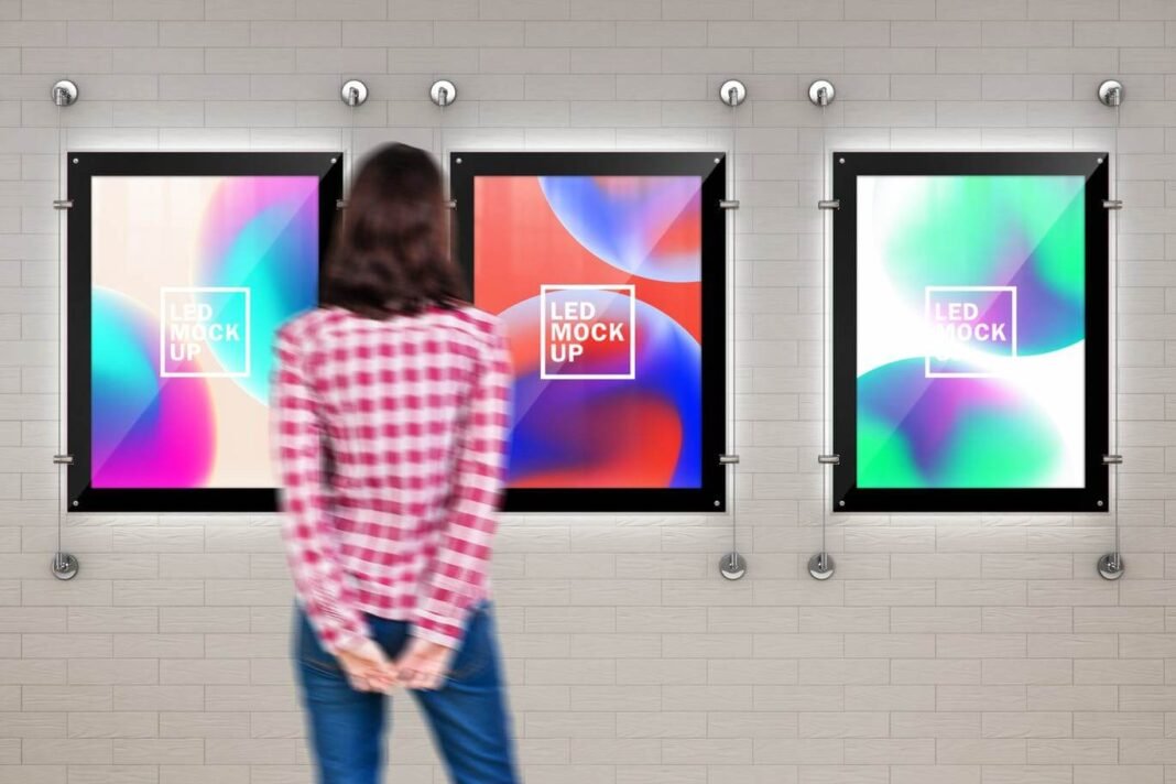 15+ Creative Indoor Signage Mockup PSD Templates -Mockup Den