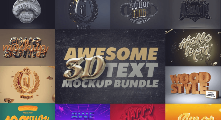20+ Beautiful 3d Text Mockup PSD Templates | 3D Font