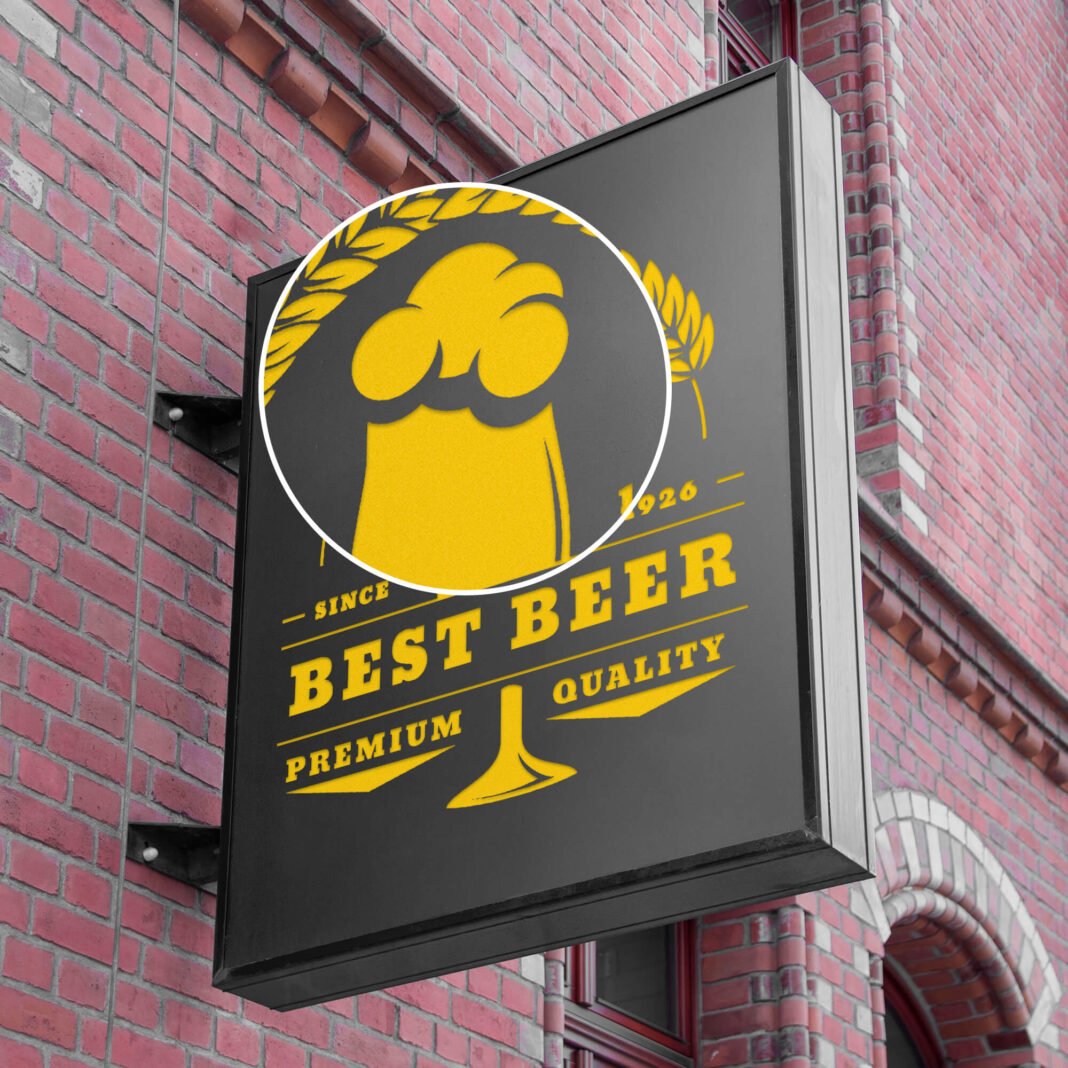 Free Bar Sign Mockup PSD Template - Mockup Den