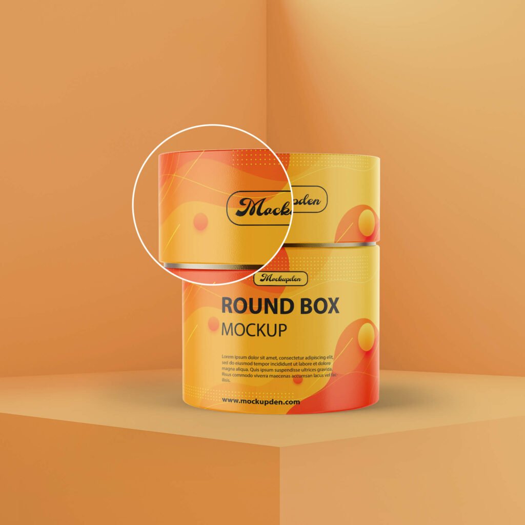 Free Round Box Mockup PSD Template - Mockup Den
