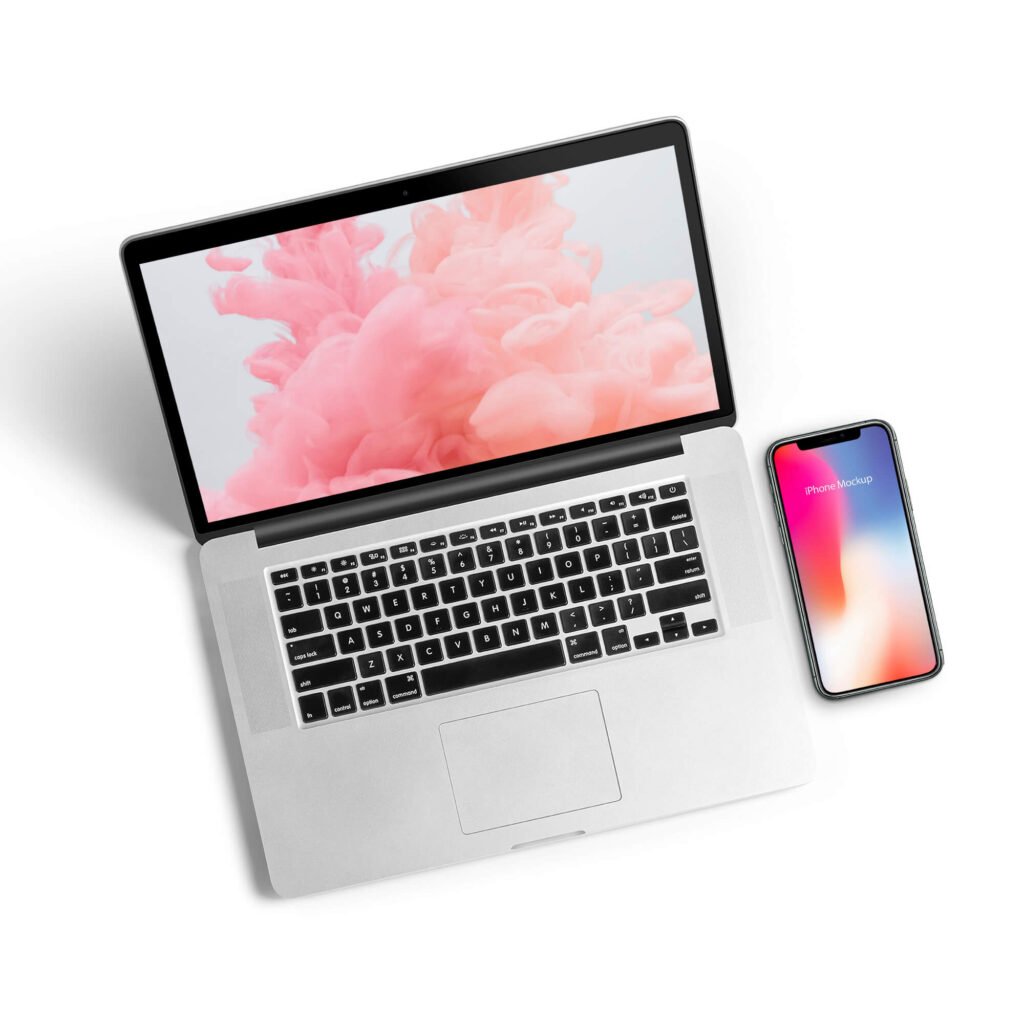 Free MacBook iPhone Mockup PSD Template - Mockup Den