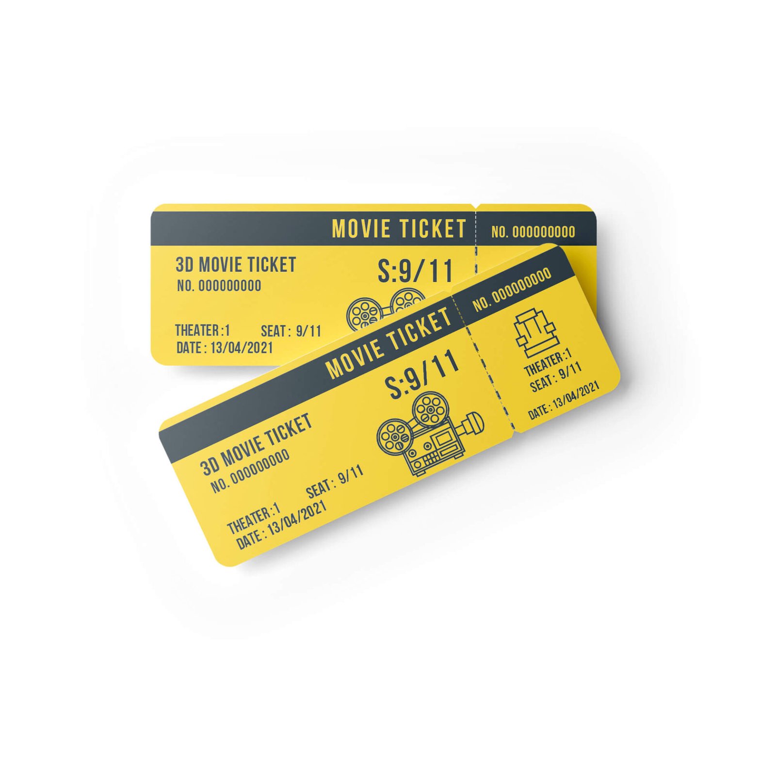 Free Movie Ticket Mockup PSD Template - Mockup Den